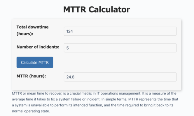 MTTR Calculator | Calculate Mean time to Recover - SRE Engineer